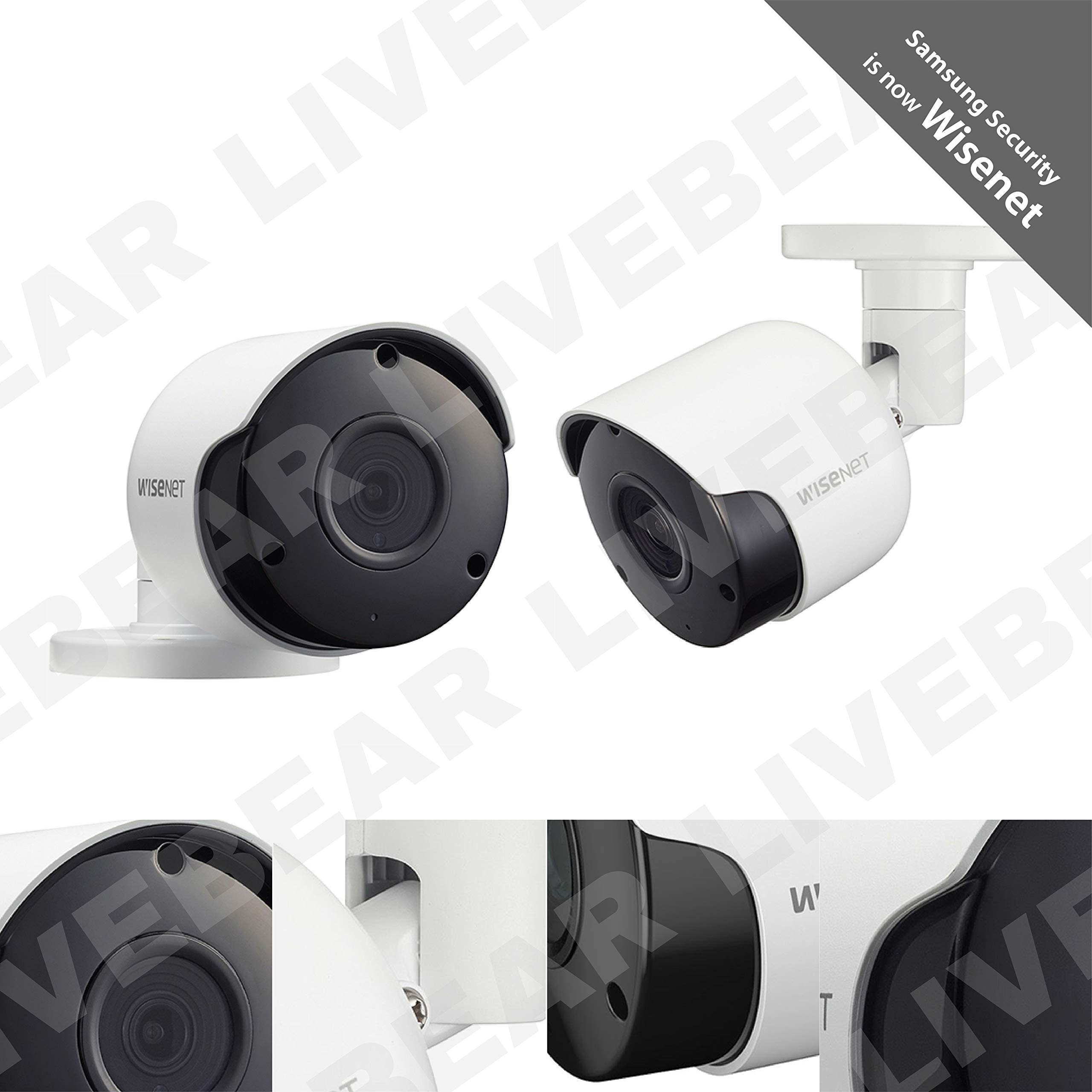 Wisenet SDC-89445BF 5MP CCTV Surveillance Weatherproof Bullet Security Camera 82ft IR Distance Plastic Housing 3.6mm Lens 104° Wide Angle (Quad Pack)