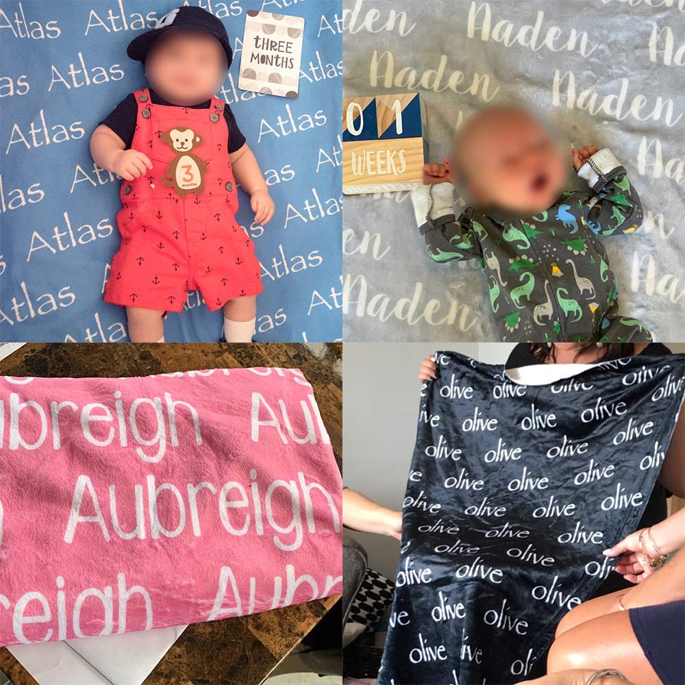 Monkey Duo Personalized Baby Blanket with Name for Boys and Girls, Customized Baby Blanket for Infants, Newborns, Babies, Toddlers and Kids, Custom Name Blanket