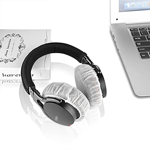 Geekria 100 Pairs Disposable Headphones Ear Cover for Over-Ear Headset Earcup for Bulk Pack, Stretchable Sanitary Ear Pads Cover, Hygienic Ear Cushion Protector Wholesale Multi-Pack (M/White)