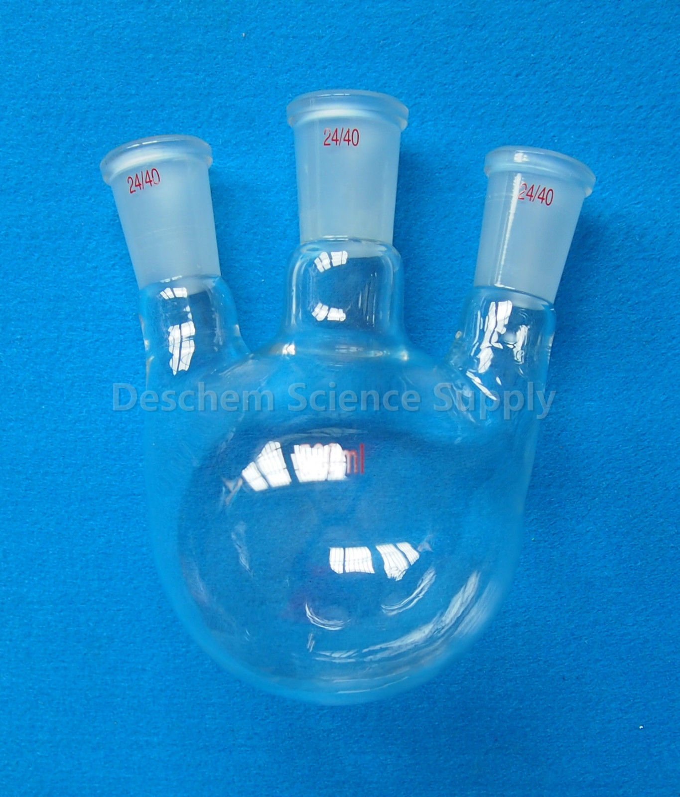 Deschem 500ml,3-Neck,24/40,Round Bottom Glass Flask,Three Necks Lab Bottle