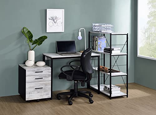 Afaris Computer Desk 35 inch Length Home Office Desk, Small Study Writing Table, Adjustable feet, Modern Furniture for Home Office, Black Metal Frame,Antique White