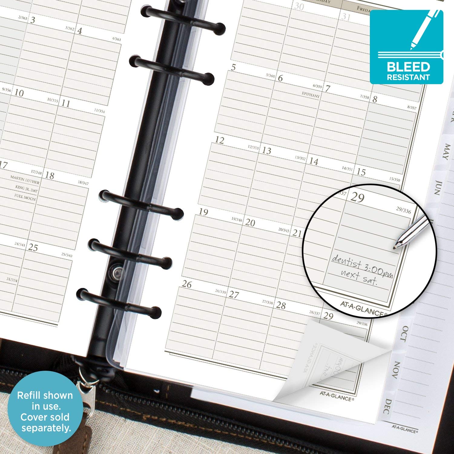 2022 Daily & Monthly Planner Refill by AT-A-GLANCE, 10801 Day-Timer, 3-3/4" x 6-3/4", Size 3, Two Page per Day (471-225)