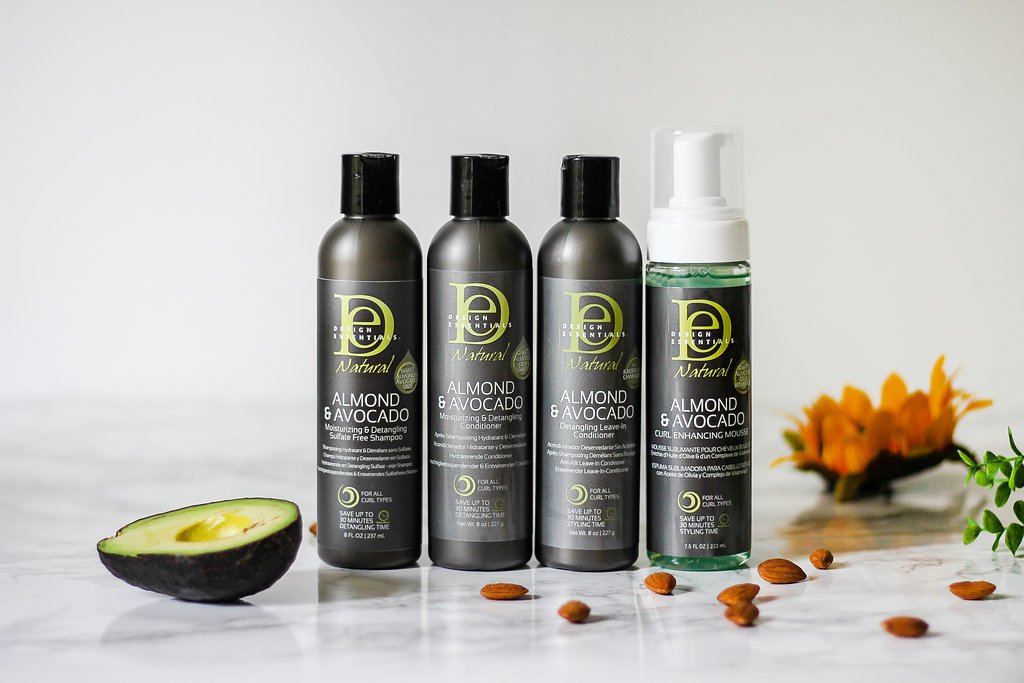 Design Essentials Natural Almond & Avocado Quick Curls Box Exclusive, All-In-One Wash Day Routine, for Super Moisturized, Frizz-Free, Defined Curls - Women, Men, and Kids,4pc set