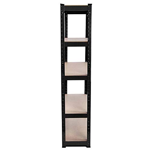 Heavy Duty Storage Shelving Unit 175kg/ 386lbs Loading Capacity Per Shelf, 5-Tier Free Standing Shelving Unit for Kitchen Office Warehouse Garage Room, Black (H150 x W70 x D30 cm)
