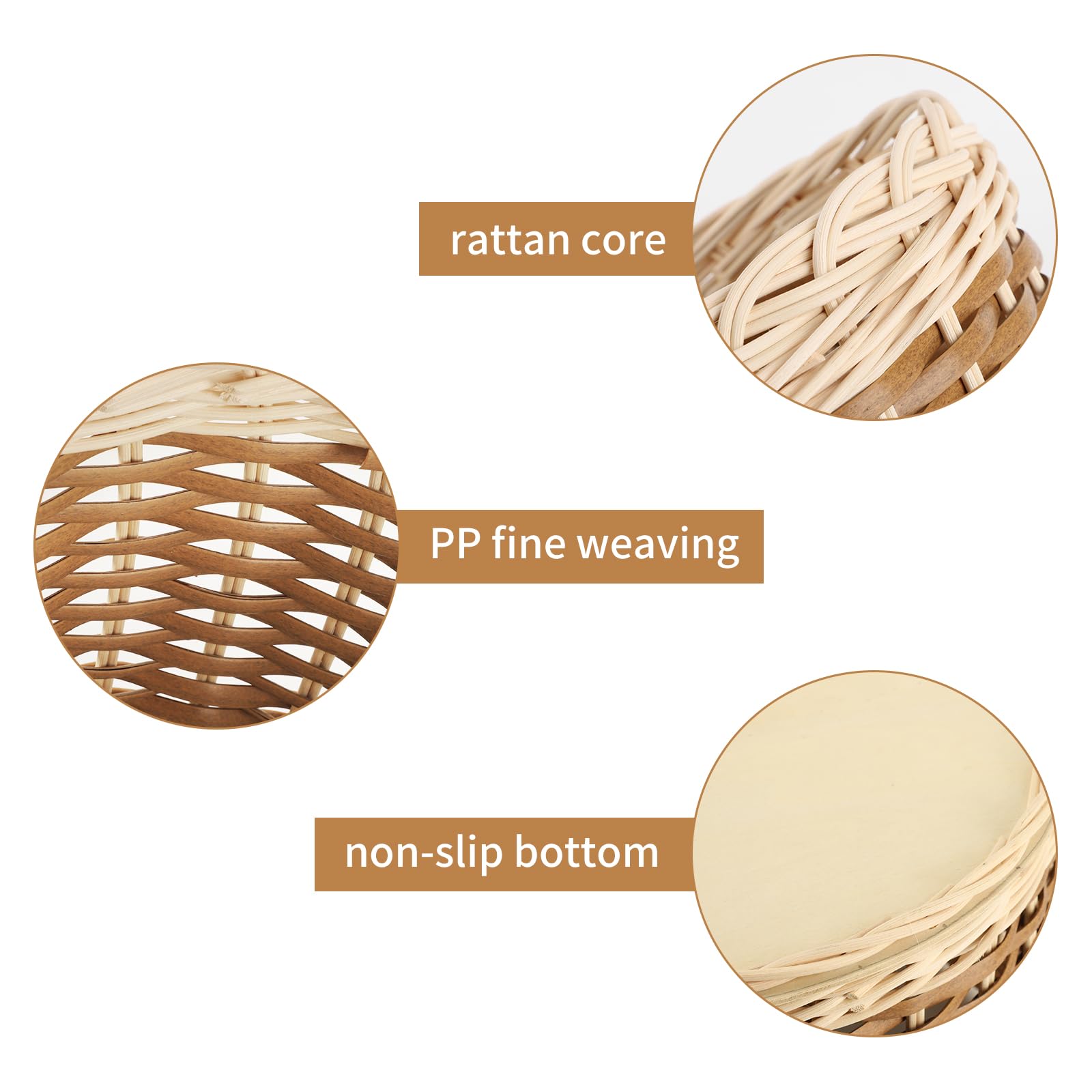 KINGWILLOW Woven Plastic Rattan Storage Basket, Round Lace Storage Bin for Decorative Home Sundries