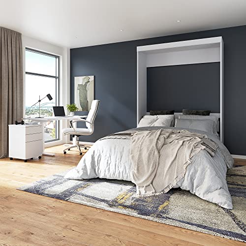 Bestar Edge Space-Saving Wall Bed for Guest Room or Multipurpose Home Office, Queen, White