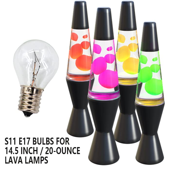 4 Pack S11 Intermediate E17 Base 40 Watt Incandescent Bulbs for Lava Lamps,Replacement Bulbs for Lava Lamps,Glitter Lamps