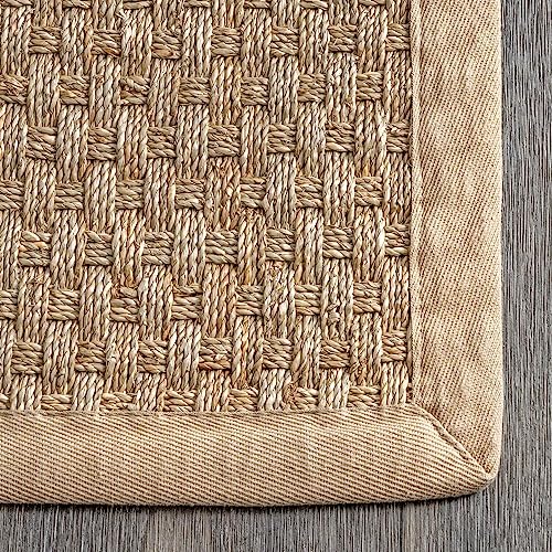 nuLOOM Hesse Checker Weave Seagrass Area Rug, 10' x 14', Natural