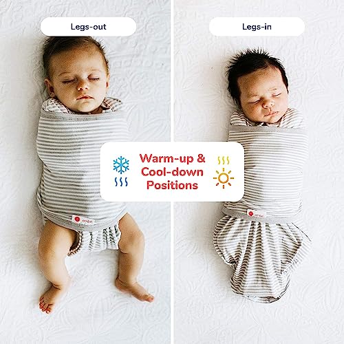 embé 2-Way Starter Baby Swaddle, 6-14 lbs, Newborn Swaddle Sack 0-3 Months, Zip & Hook and Loop Fastener Swaddle 0-3 Months Baby Swaddles Wrap, Hip Healthy, Infant Swaddle - Grey Stripe