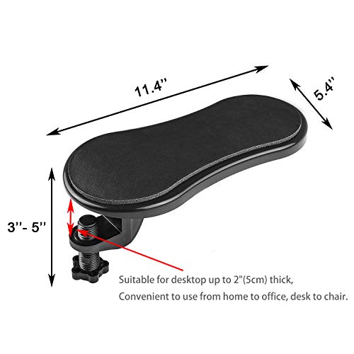 XBY-US Computer Arm Rest for Desk and Chair, Sturdy Mouse Arm Rest, arm Support for Computer Desk,Extender Rotating Elbow Pad Holder for Table, Office,Adjustable for Easy Typing & Pain Relief(Black)
