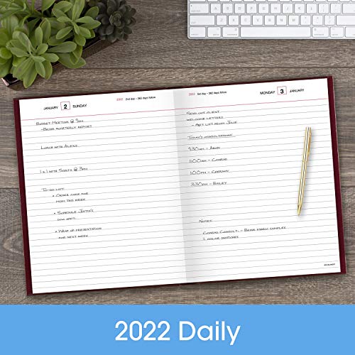 2022 Diary by AT-A-GLANCE, Standard Daily Diary, 7-1/2" x 9-1/2", Medium, Red (SD37413)