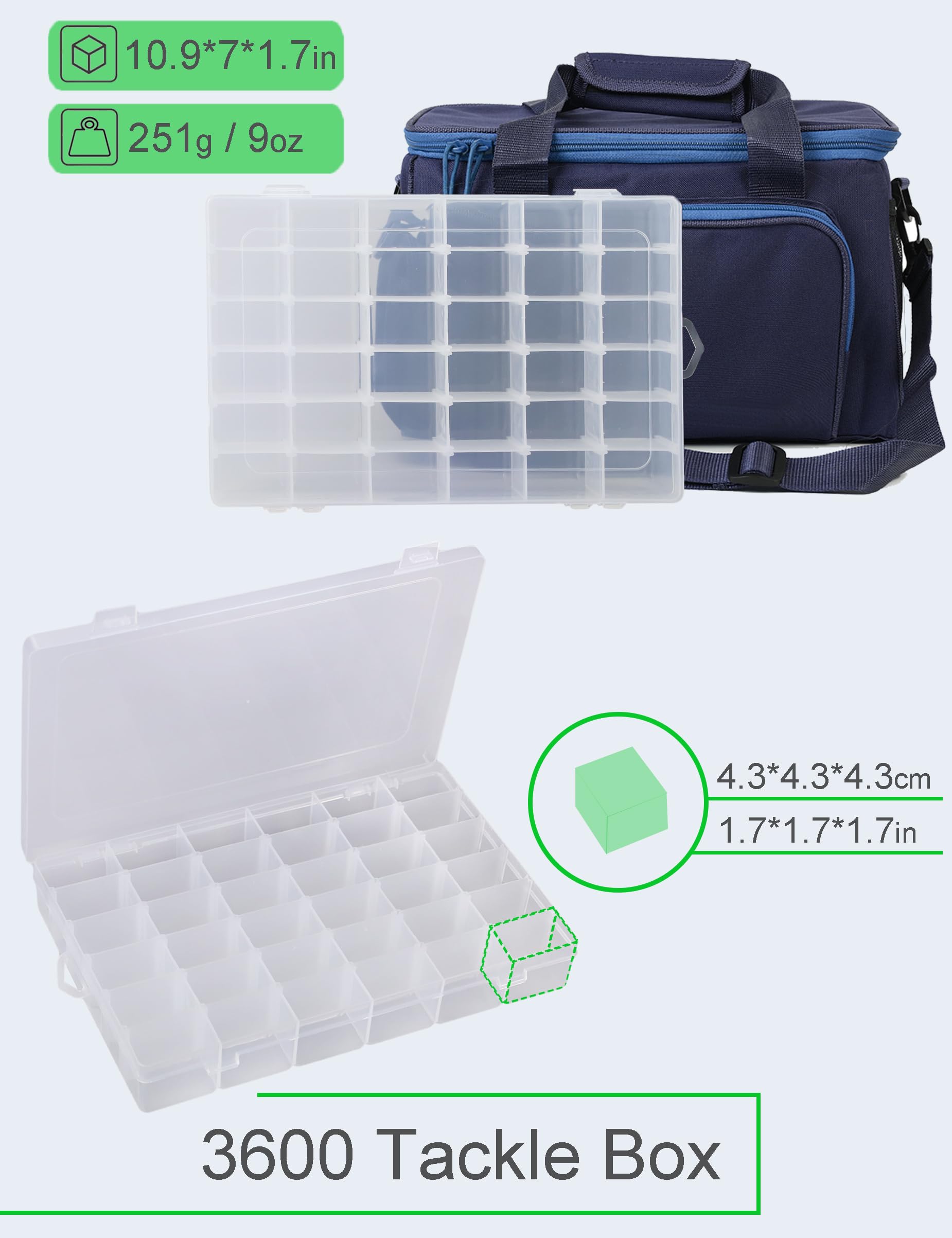 Tnqhuq Bead Organizer 36 Grid Organizer Box Plastic Bead Storage Containers Jewelry Storage Organizer Clear Compartment Craft Organizer Box with Dividers