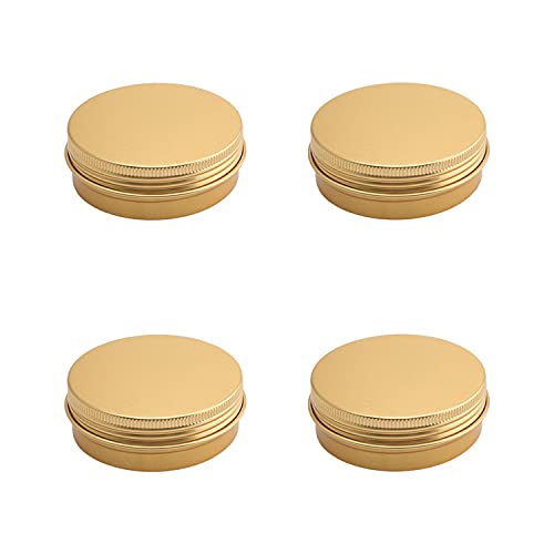Othmro 6pcs 2oz Metal Round Tins Aluminum Tin Cans Containers with Screw Lid, 68 * 25mm(DxH) Gold tin cans for Salve, Spices, Lip Balm, Tea or Candies 60ml