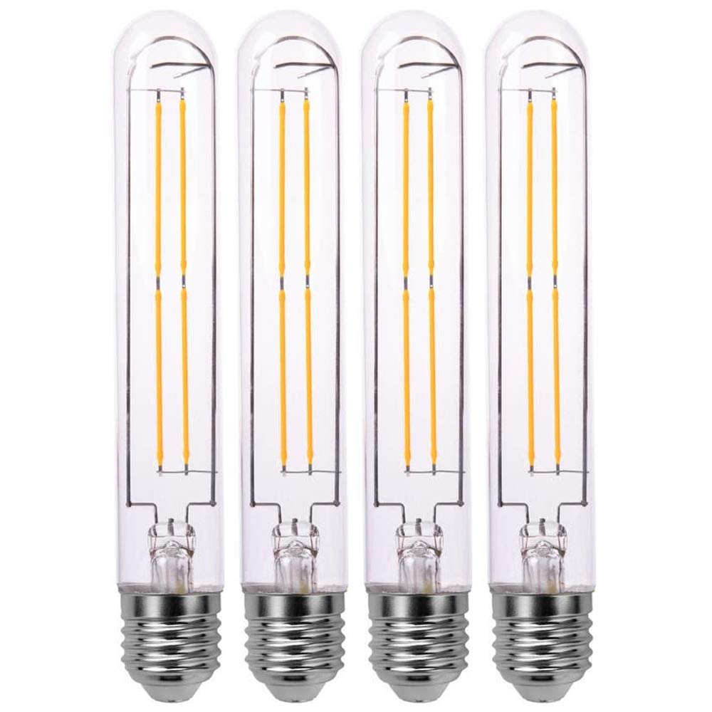 4 Pack T10 LED Bulb 8W Dimmable E26 Base Tubular Light Bulb 2700K Warm White 75W Equivalent 800lm T10 Bulb for Rustic Pendant, Wall scones Tube Light Bulbs Desk Lamp Vintage Edison Long Light Bulb