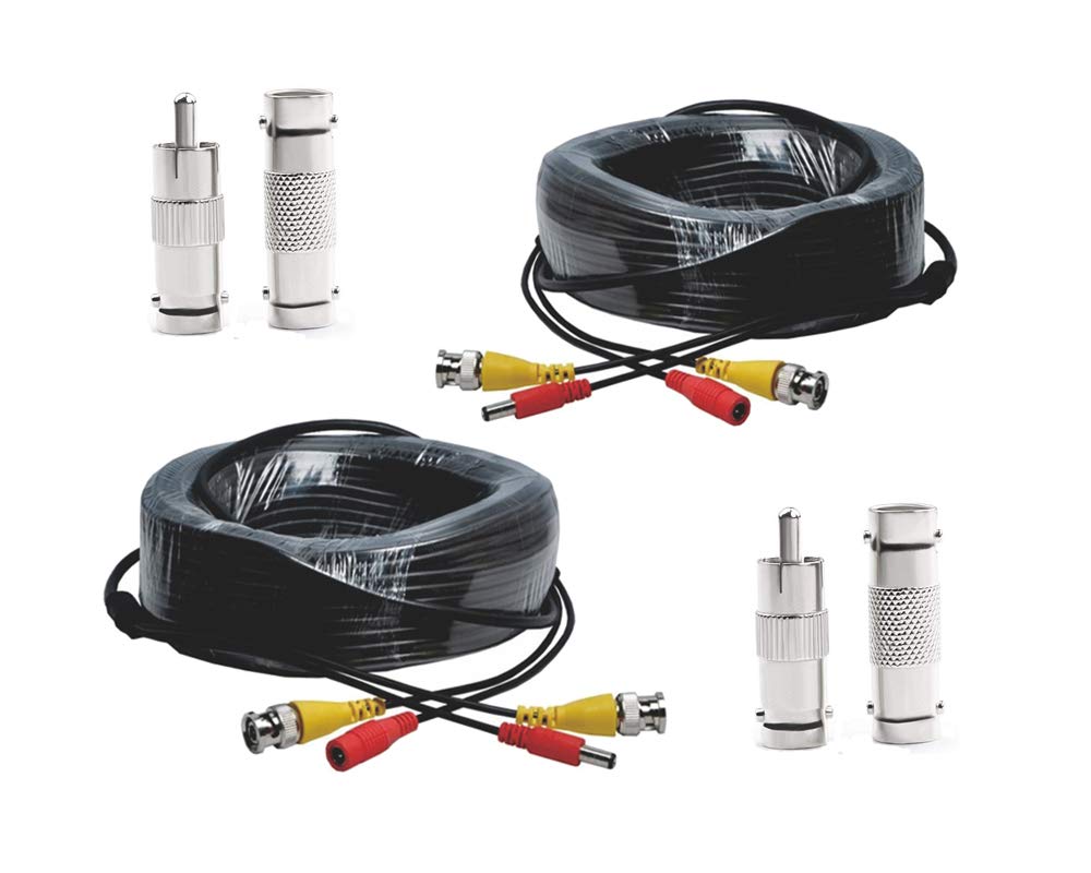 Zinuods 2 Pack 50ft BNC Vedio Power Cable Pre-Made Al-in-One Camera Video BNC Cable Wire Cord for Surveillance CCTV Security System with Connectors