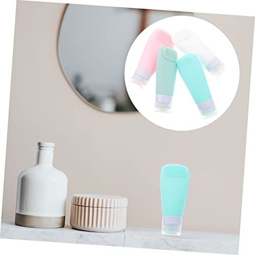 4pcs Container Soap Random Size with Shampoo Lotion and Empty Brushes Silicon Liquids Tubes Refillable Dispenser Mixed Portable Squeezable Holders Sub-ing Cosmetics Cosmetic