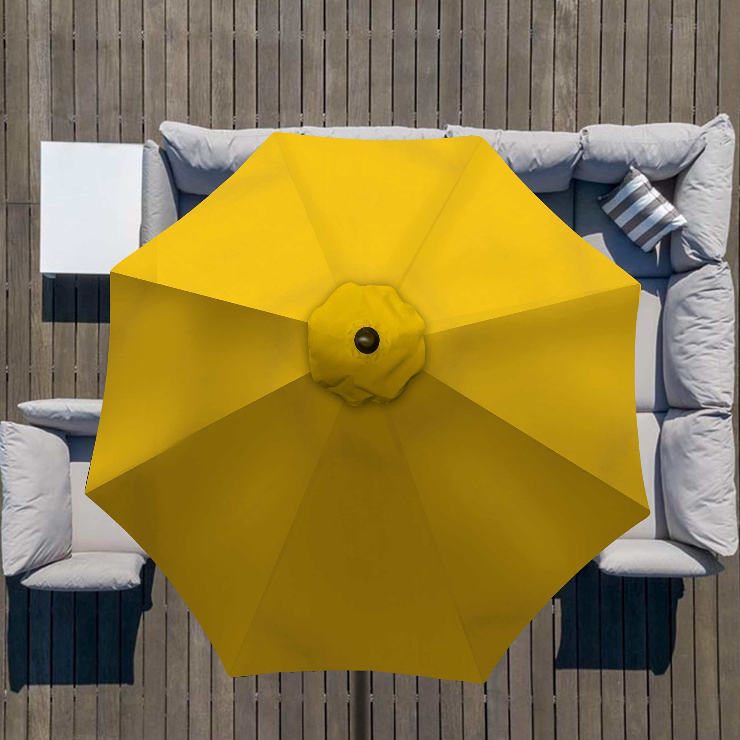 BANNER BUZZ MAKE IT VISIBLE BannerBuzz, Solid Market Umbrella, Topper & Hardware, Tent Fabric, 270 GSM, Dye Sublimation Printing Available in Octagon Shape (Yellow)