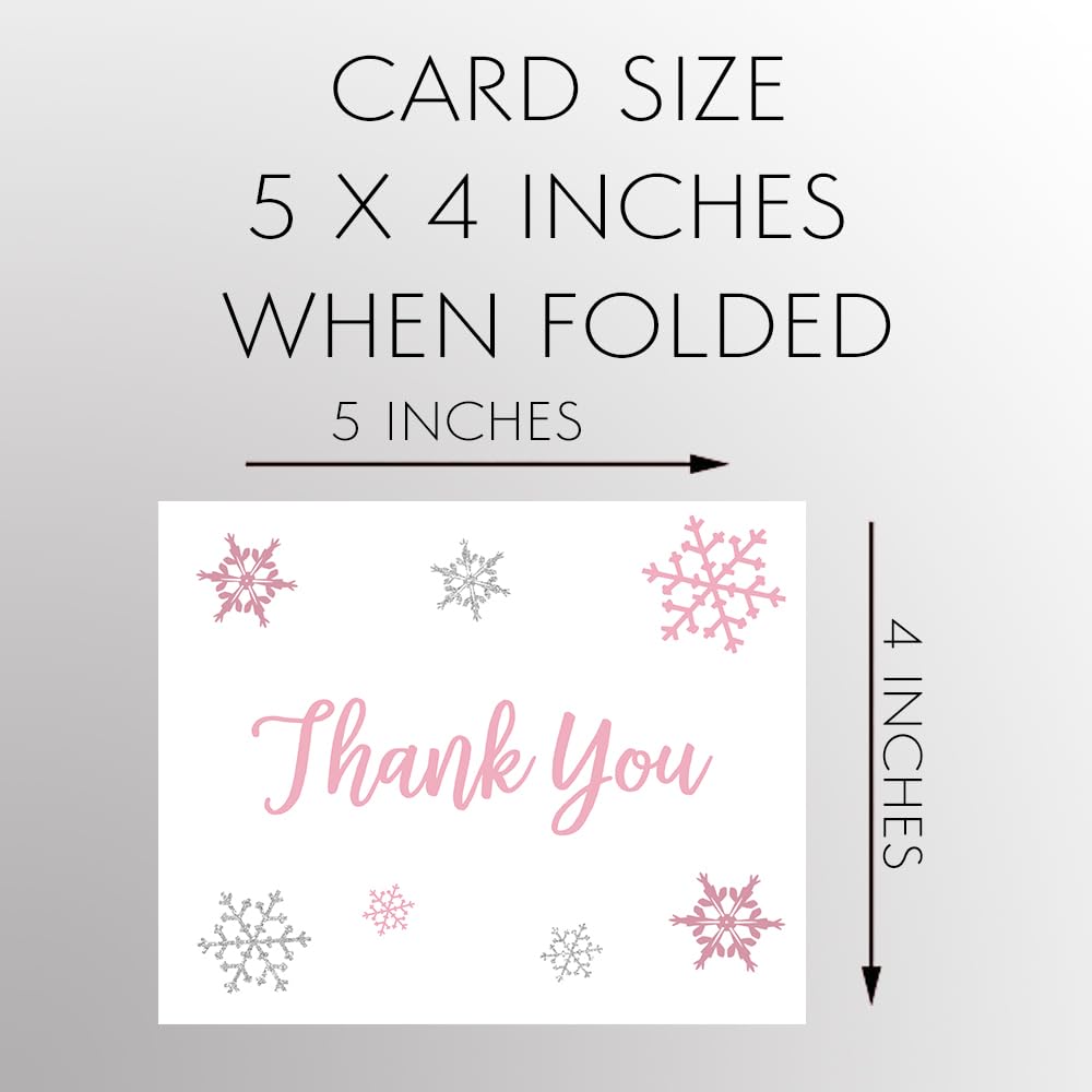 The Invite Lady Thank You Snow Much Cards Snowflake Baby Shower Notes Winter Wonderland Girls With Envelopes (24 count)