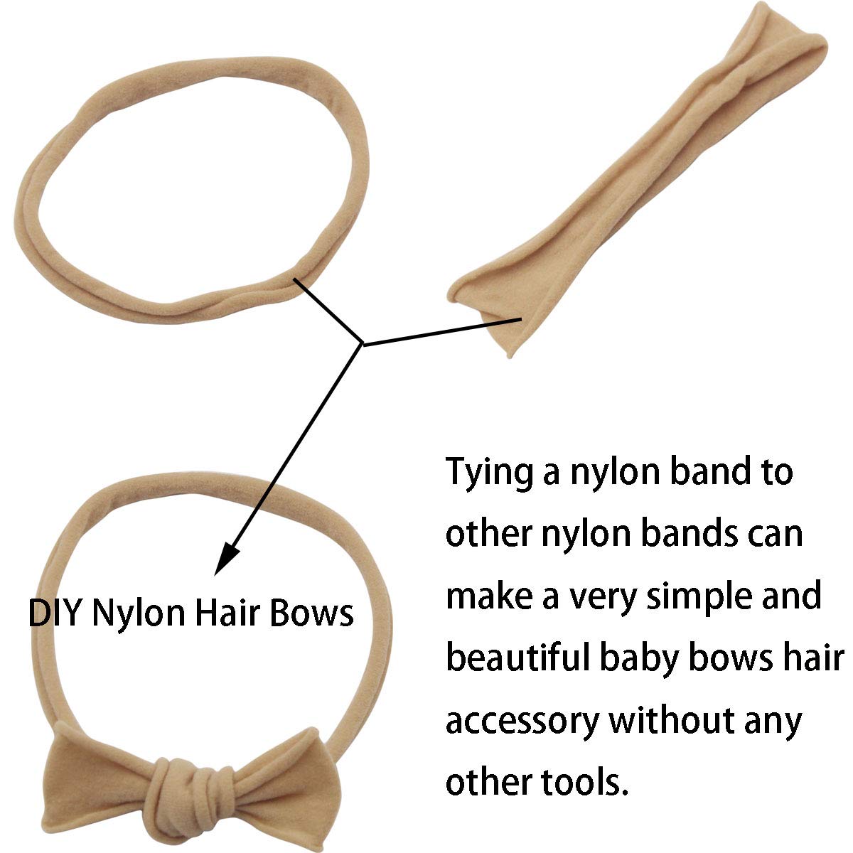 Qearl 60 Pack Soft Stretchy DIY Nylon Headbands Hair Bands Bows DIY Accessory for Newborn Baby Girls with Box
