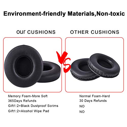 Professional Replacement Ear Pads,Earpads Compatible with Beats Solo 2 & Solo 3 Wireless On-Ear Headphones,Soft Protein Leather,Noise Isolation Memory Foam,Strong Adhesive Tape,2 Pieces