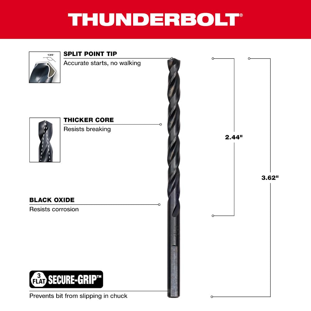 Drill Bit, 3/16 in., Black Oxide