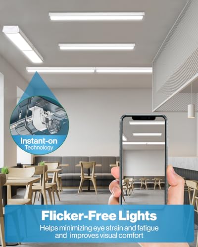 Sunco 4FT LED Shop Light Wraparound Light Fixture, Garage Ceiling Lights, Linkable, 3500 LM, 40W=300W, 5000K Daylight, Hardwired, Surface Mount, Workshop Utility Light ETL 3 Pack
