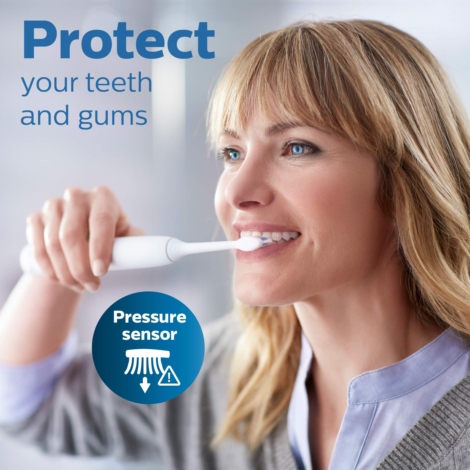 Philips Sonicare ProtectiveClean 6100 Rechargeable Electric Toothbrush, with Pressure Sensor, 3 Cleaning Modes, SmarTimer and QuadPacer, 14-Day Battery Life, Travel Case, Navy Blue, Model HX6871/49