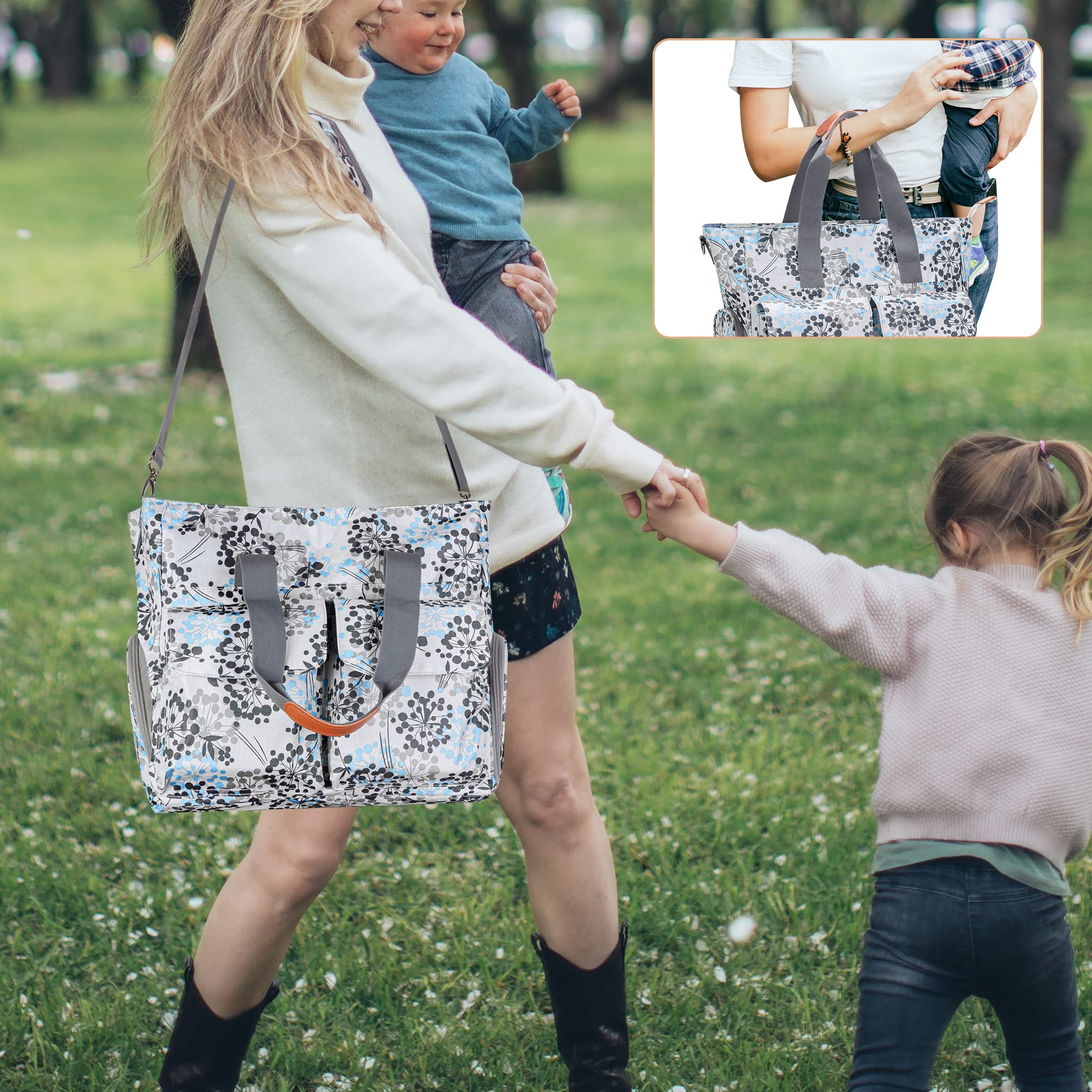 Teamoy Breast Pump Bag Compatible with Spectra S1,S2 and Cooler Bag, Breast Pump Tote Bag with Laptop Sleeve (Up to 14") for Working Moms, Dandelion(Bag ONLY)