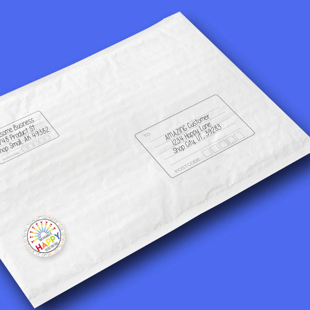 Happy Rainbow Heart Themed Thank You Customer Appreciation Sticker Labels for Small Businesses, 60 1.5" Circle Stickers by AmandaCreation, Great for Envelopes, Postcards, Direct Mail, & More!