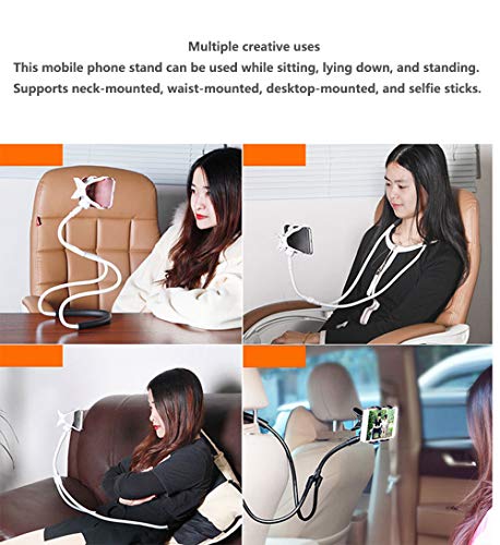 L&B Olivia B-Land Cell Phone Holder, Hanging on Neck Universal Mobile Phone Stand for Bed, gooseneck Cell Phone Holder, Compatible with iPhone 11 Pro XS Max XR X (White)