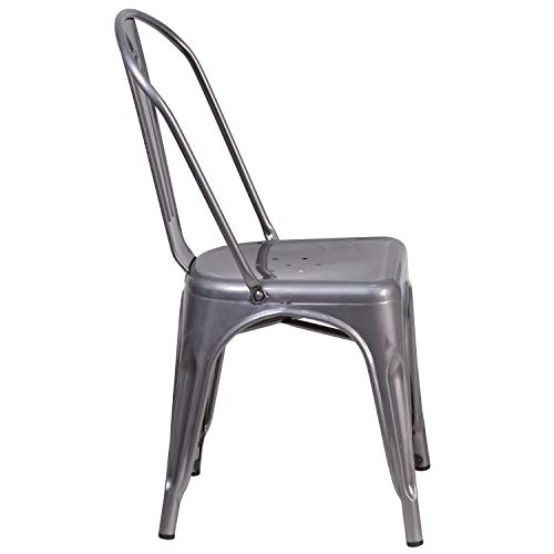 Flash Furniture Lincoln 4 Pack Clear Coated Metal Indoor Stackable Chair