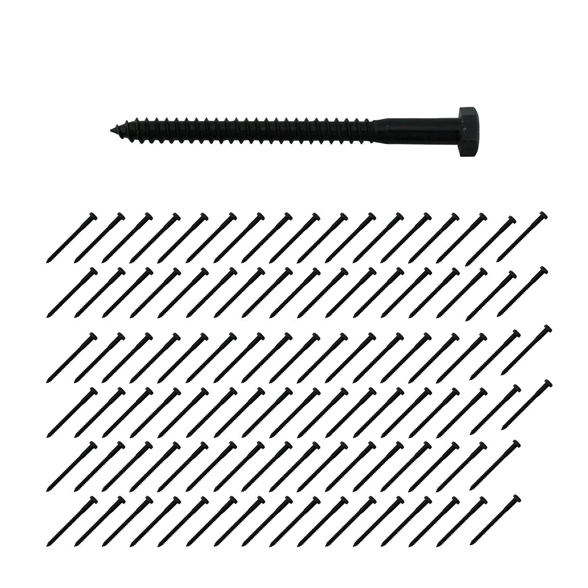 Renovators Supply Manufacturing Steel 5/16 X 4 Inches Lag Bolts Screw with Black Zinc Plated, Hex Head Leg Screw-(1 Unit), Imperial Measurement and External Hex System Pack of 100