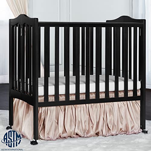 Dream On Me 2-in-1 Lightweight Folding Portable Stationary Side Crib in Black, Greenguard Gold Certified 40x26x38 Inch (Pack of 1)