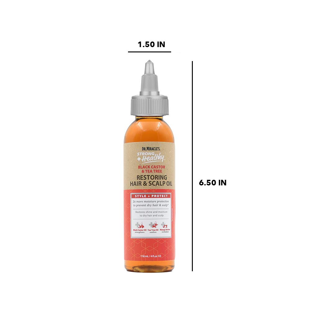 Dr. Miracle's Strong & Healthy Restoring Oil with Black Castor Oil, Tea Tree Oil, and Mango Butter for 2x Moisture - 4oz