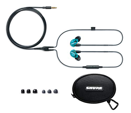 Shure SE215 Wired Sound Isolating Earbuds, Clear Sound, Single Driver, Secure in-Ear Fit, Detachable Cable, Durable Quality, Compatible with Apple & Android Devices - Blue