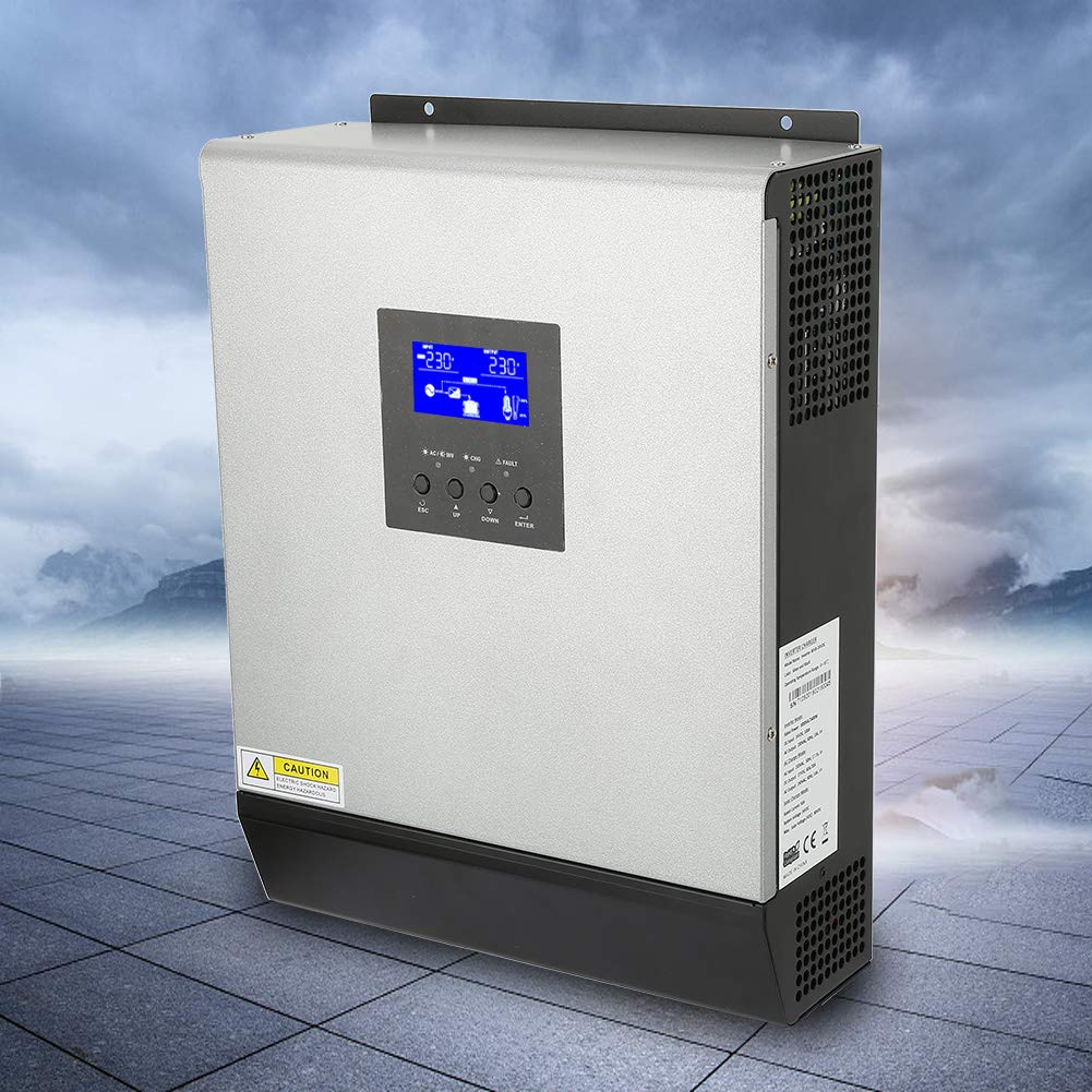3KVA 2400W 24V 50A High Frequency Hybrid Pure Sine Inverter Built in Solar Controller for Off-Grid or Remote Areas, Battery Charger Power Supply Multi-Function Hybrid Inverter