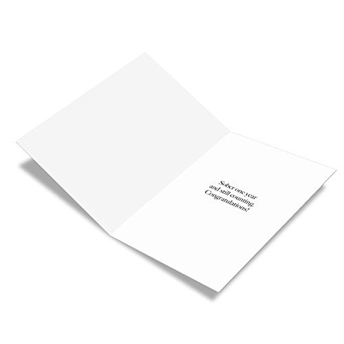 NobleWorks - 1 Year Recovery Anniversary Card (5 x 7 Inch) with Envelope - Encouragement Milestone Birthday Notecard, AA Recognition Stationery - Year Time Count 1 C9083AAG