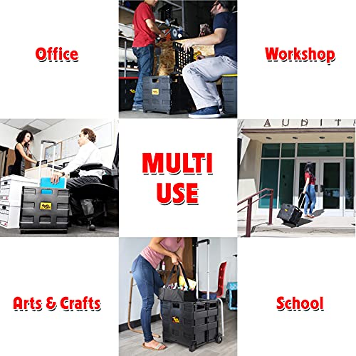 dbest products Quik Cart Topless without Lid Travel Portable Mobile Storage Collapsible Handcart Rolling Utility Heavy Duty, Black