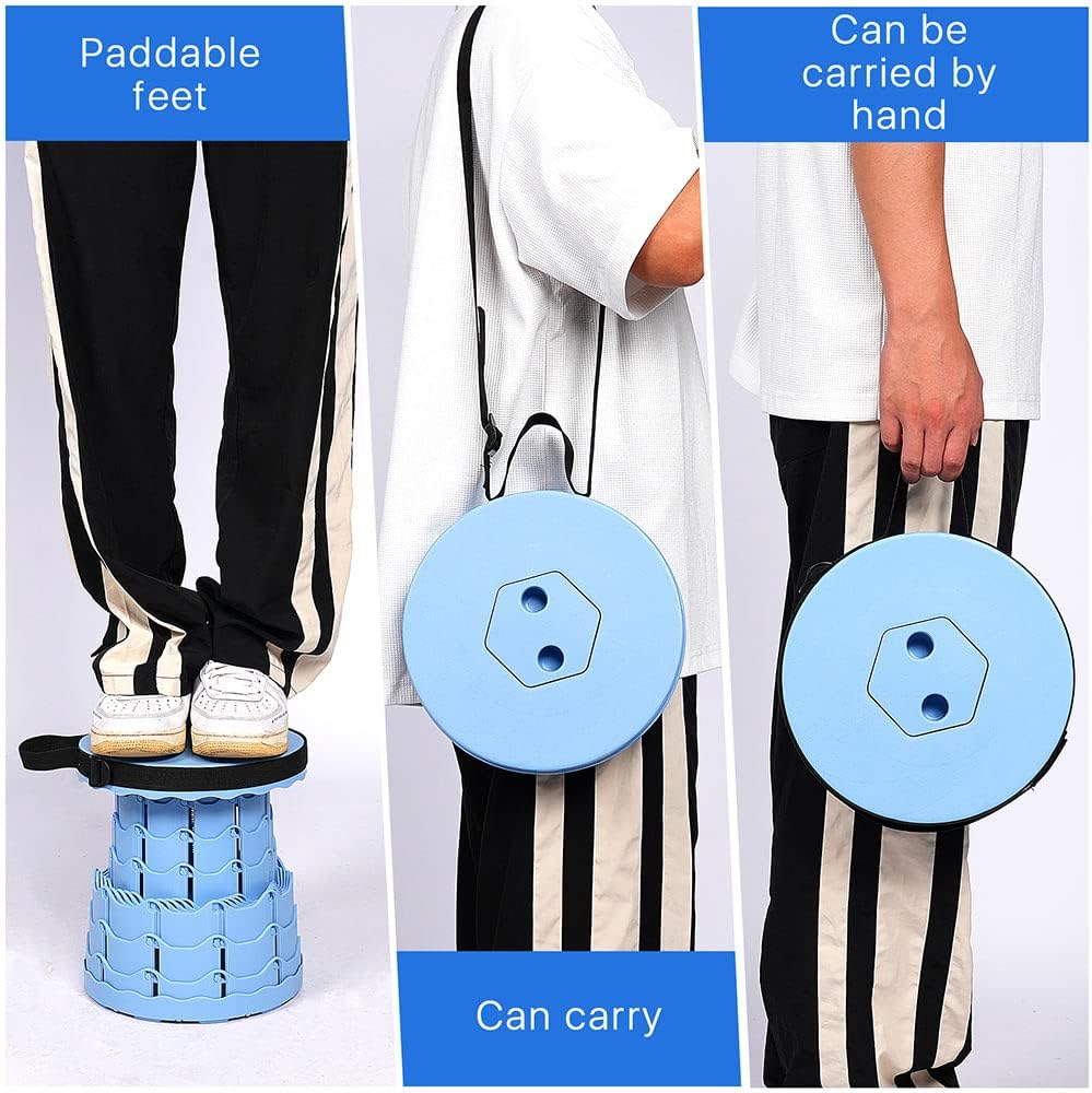 2022 Upgraded Folding Telescoping Stool Portable, Retractable Collapsible Camping Stool for Adults Lightweight with Max Load 550lbs for Camping Fishing Hiking BBQ