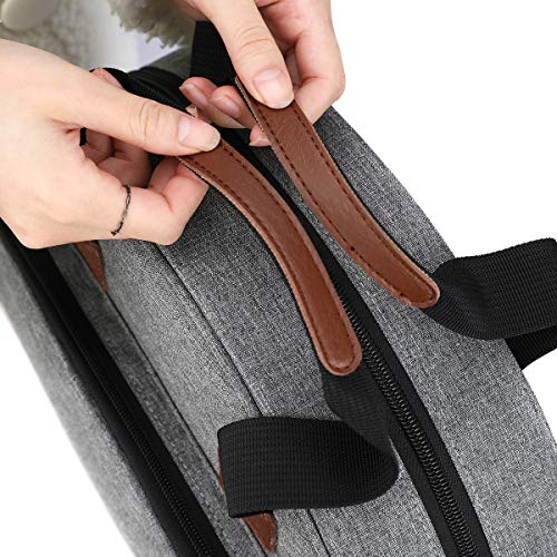 MIOKY Embroidery Bag for Cross Stitch Project, Embroidery Supplies Organizer Storage Portable Carrying Case Travel Tote for Embroidery Hoops,Floss,Cross Stitch Tools,Grey [Bag Only]