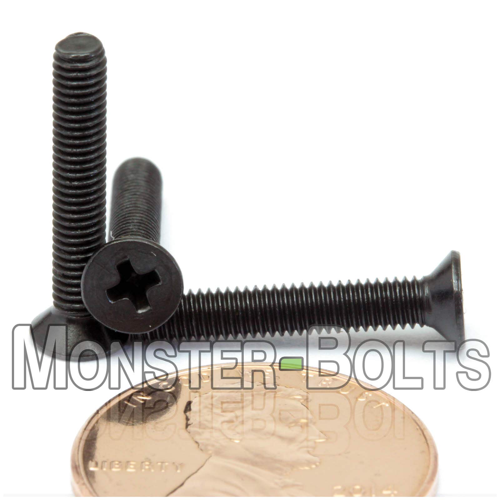 MonsterBolts - M3 x 18mm Phillips Flat Head, DIN 965, Alloy Steel, Black Oxide, 10 Pack