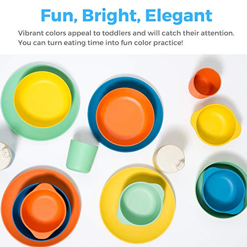 ECO MATTERS Bamboo Toddler Cups: Set of 4 Cups with 【1 Spill Proof Sippy Cup Lid】Microwave Safe， Biodegradable，Reusable Drinking Cup Sets for Kids and Toddlers - BPA Free，Non-Toxic，Non Plastic