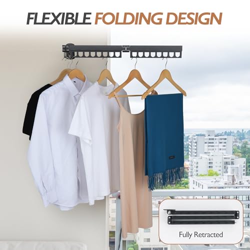 BySigmar Clothes Rack Wall Mount, Collapsible Drying Racks for Laundry, Clothes Drying Rack Wall Mounted