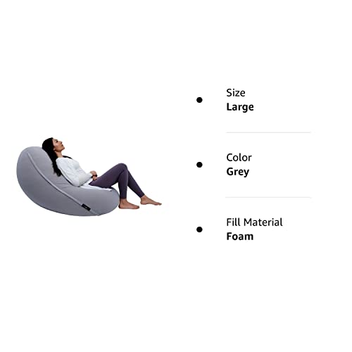 Moon Pod Adult Beanbag Chair, Gray – The Zero-Gravity Bean Bag Chair for Stress, Comfort, and All Day Deep Relaxation – Ultra Soft and Ergonomic Support for Back and Neck – for The Whole Family