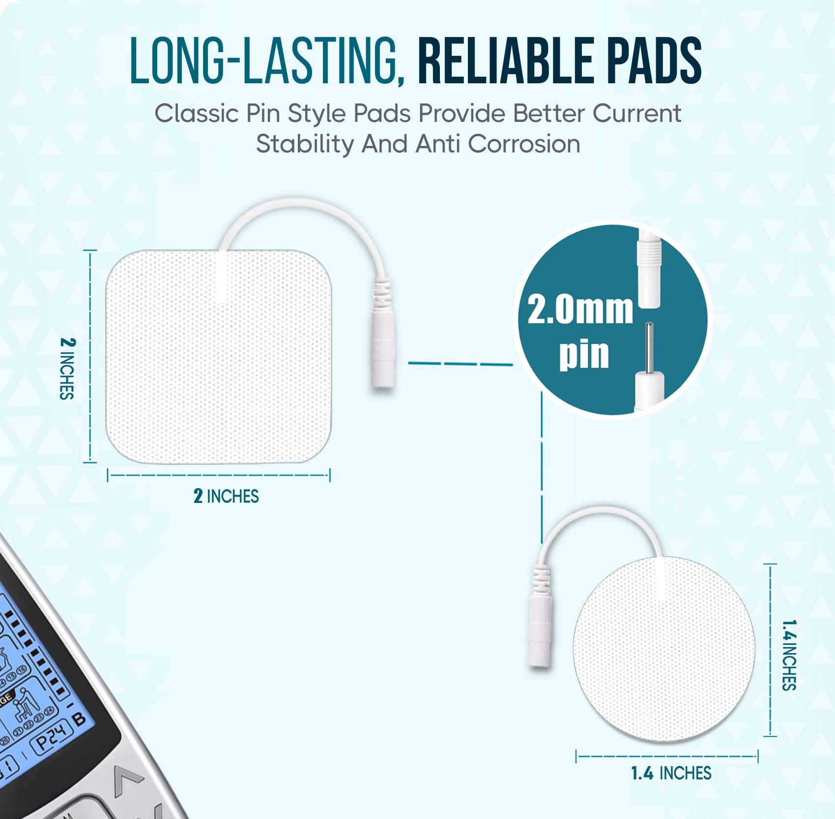 TENS Unit Replacement Pads, Combination 20 PCS Multiple Sizes Electrodes TENS Unit Pads, SM Electrode Patches(pin-in), Latex-Free Self-Adhesive TENS Pads for TENS/EMS Muscle Stimulation Machine