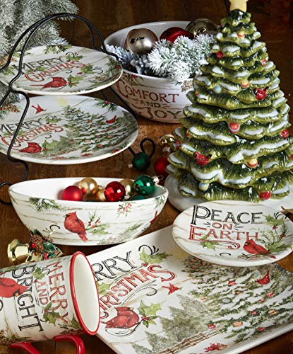 Certified International Evergreen Christmas Rectangular Platter 16",