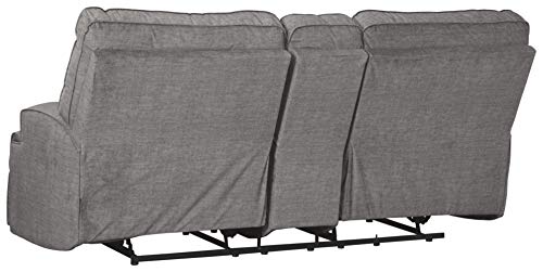Signature Design by Ashley Coombs Double Reclining Power Loveseat w/Console, Charcoal