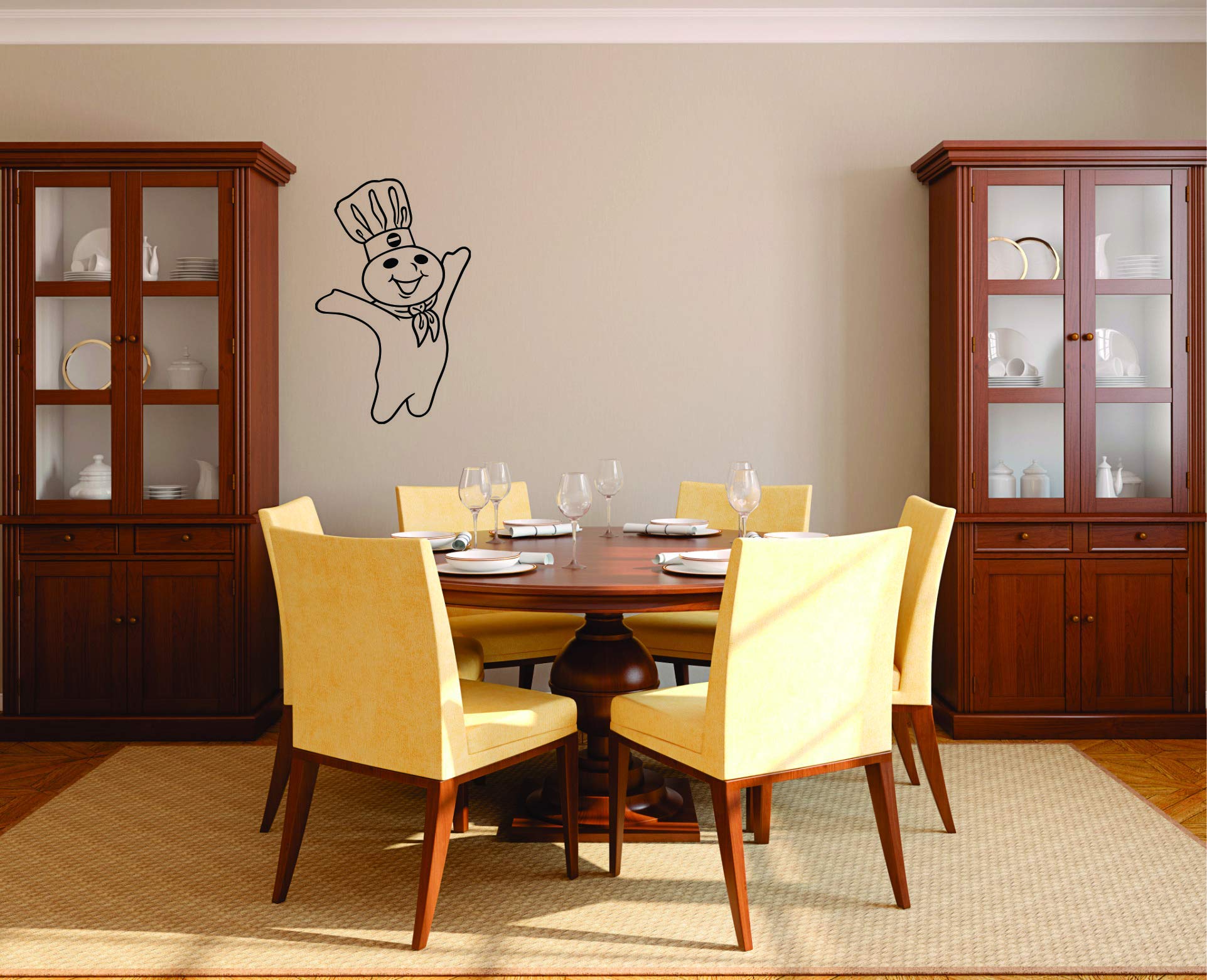 Pillsbury Doughboy Wall Decals for Walls/Pillsbery Dough-Boy Children Cartoon Character Sticker Art/Kitchen Design Cooking Decor/Baking Vinyl Decal Dough Boy Cookies Rolls Chef Size 10x8 inch