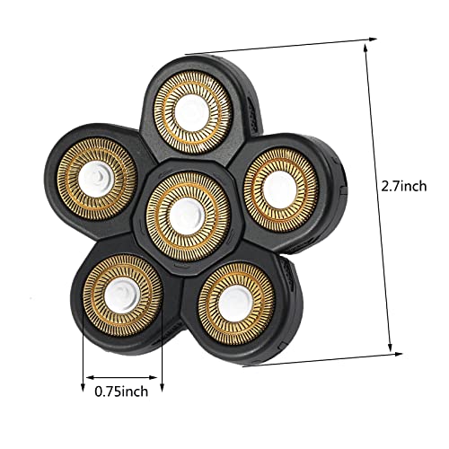 6 Blades Electric Shaver Replacement Heads Upgrade Razor Shaver Replaceable Floating Blades Wet and Dry for Bald and Face (Gold)…