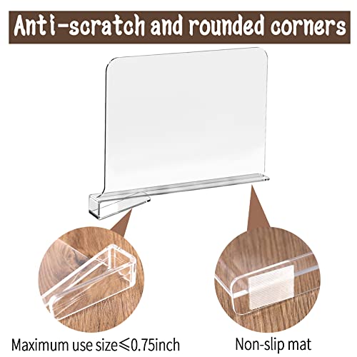 Hmyomina 6pcs Shelf Dividers for Closet Organization, Acrylic Shelf Dividers for Wood Shelf and Cabinets Shelf in Bedroom, Kitchen and Office